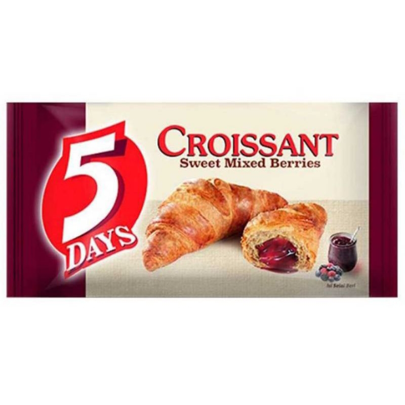 Jual 5Days Roti Croissant isi Chocolate /Fla Keju /Mixed Berry /Srikaya ...