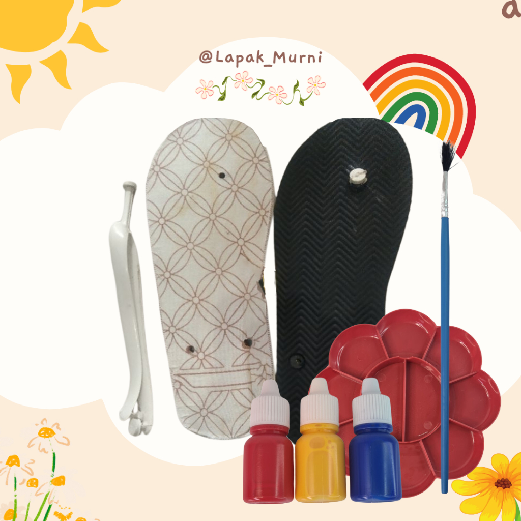 Jual paket alat melukis sendal motif batik lengkap dengan cat warna ...