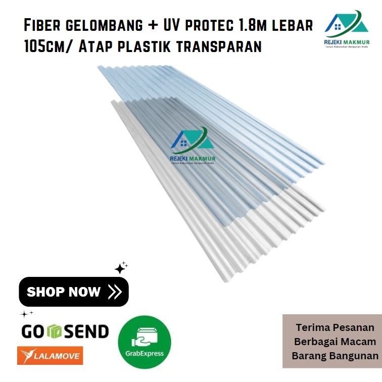 Jual Fiber gelombang + UV protec 1.8mx105cmx0.8mm lebarputih susu/ Atap ...