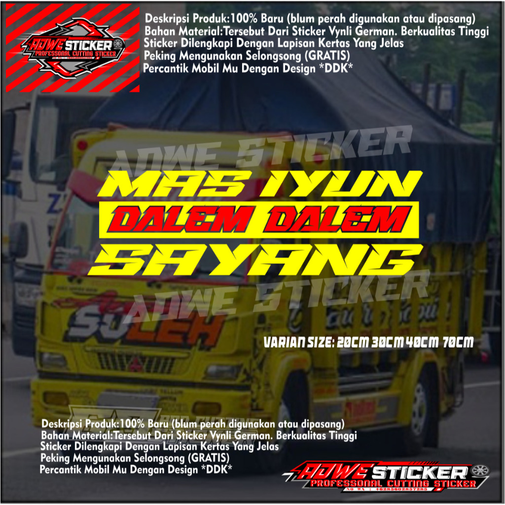 Jual Stiker kata kata kaca mas iyun dalem dalem sayang kaca mobil ...