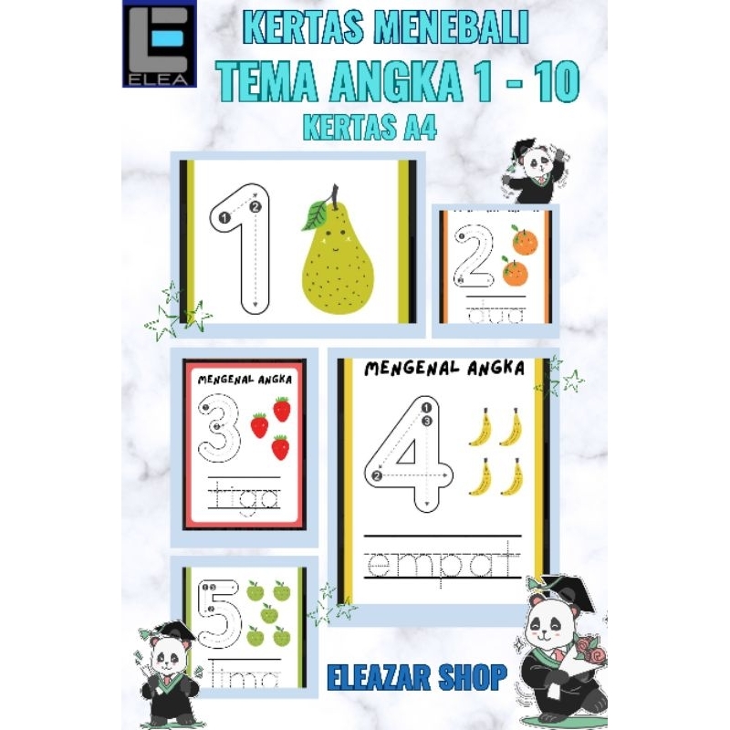 Jual Kertas Menebali Angka 1 sampai 10 Tema Buah | Shopee Indonesia