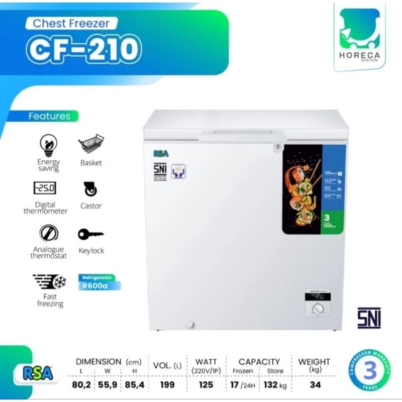 Jual BOX FREEZER RSA 200LITER CHEST FREEZER RSA 200L CF210 BOXFREEZER ...