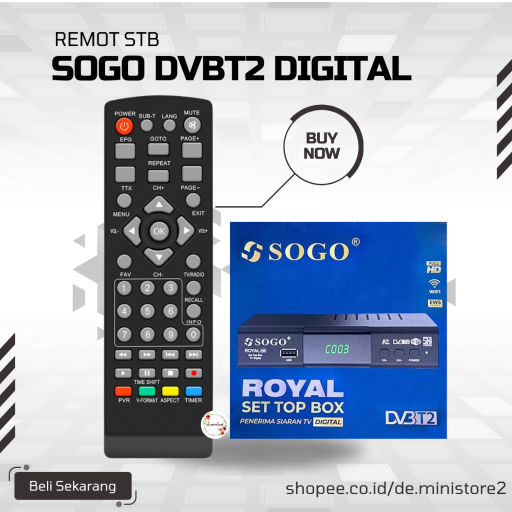 Jual Remote STB SOGO DVBT2 Kwalitas Original / REMOT SET TOP BOX SOGO | Shopee Indonesia