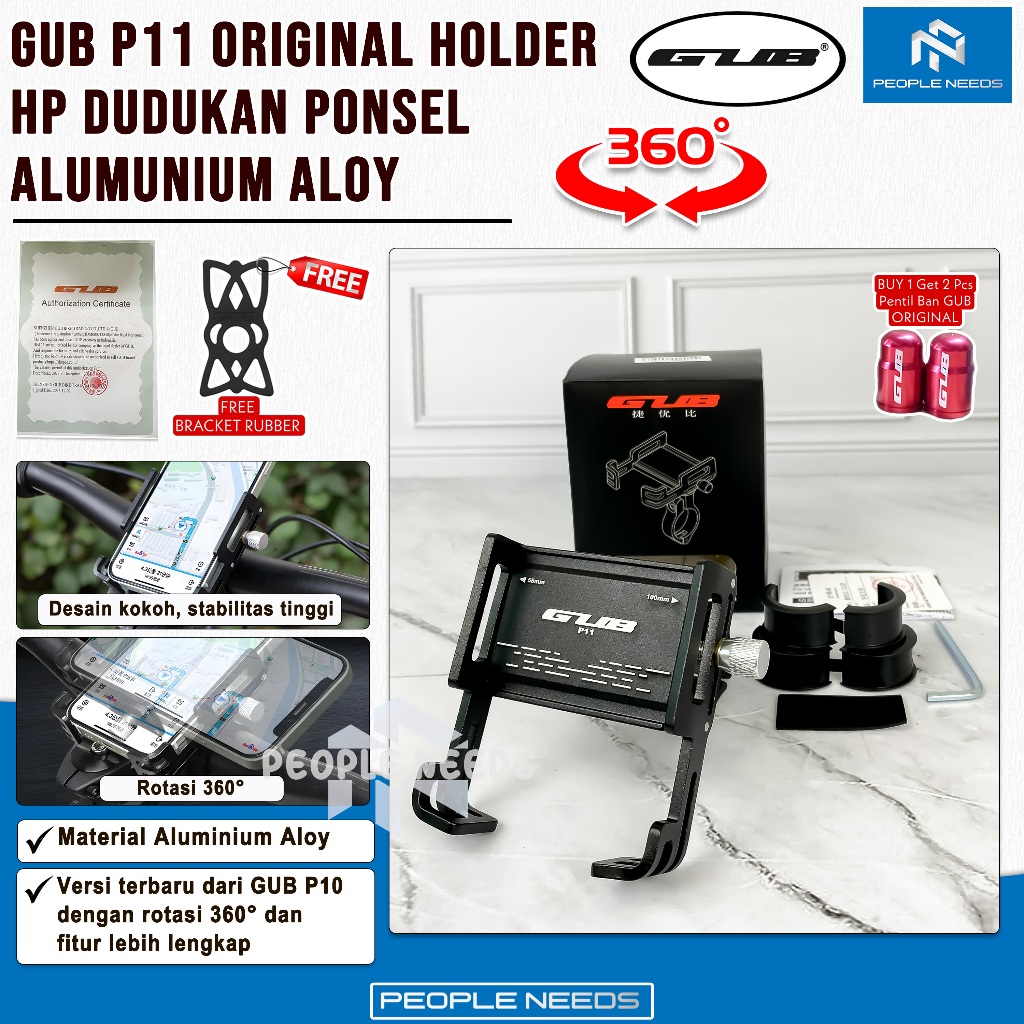 Jual GUB P11 Phone Holder Rotate 360 Full Aluminium Aloy Dudukan Ponsel Motor | Shopee Indonesia