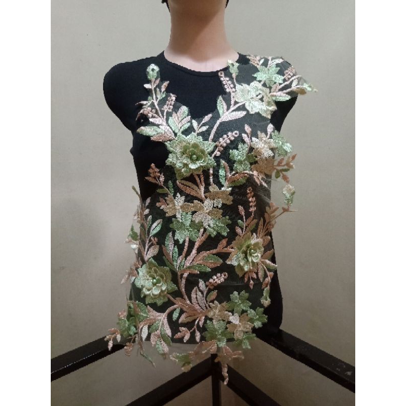 Jual Lace bordir bunga timbul mutiara rambat | Shopee Indonesia