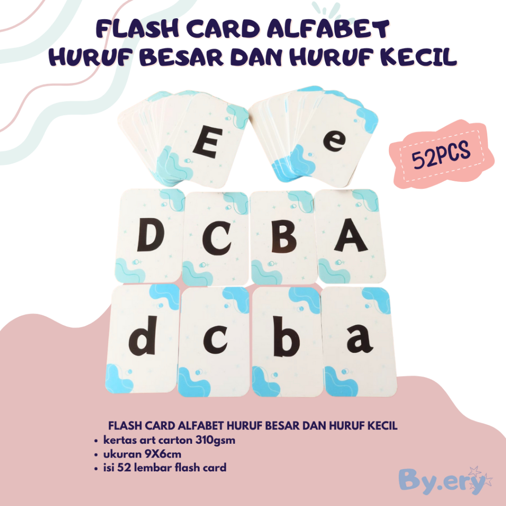 Jual FLASHCARD HURUF ALFABET HURUF BESAR DAN HURUF KECIL 52PCS | Shopee ...