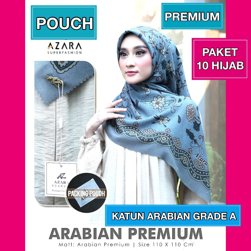 Jual 10 HIJAB ARABIAN PREMIUM MOTIF LOGO POUCH VOAL PREMIUM ARABIAN LC ...