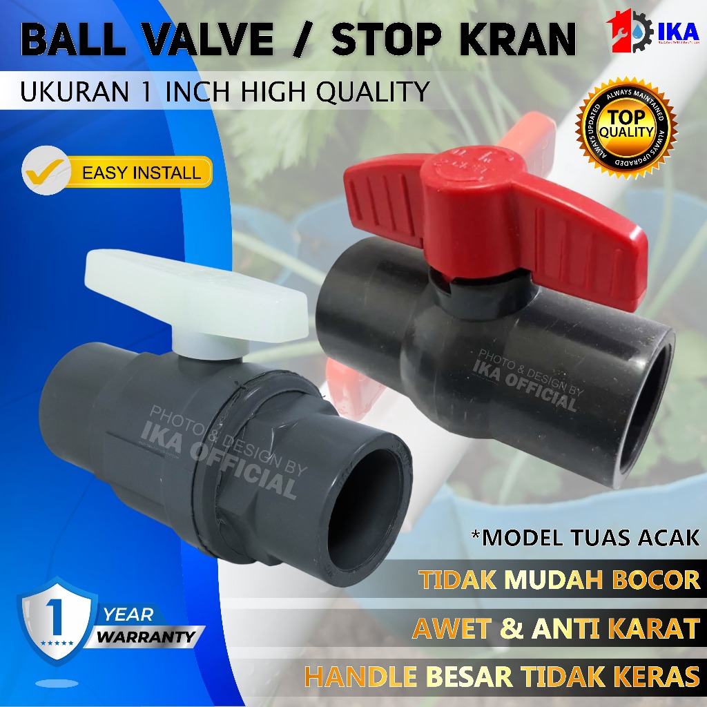 Jual BALLVALVE PVC HSS 1" / BALL VALVE STOP KRAN PLASTIK / Ballvalve ...