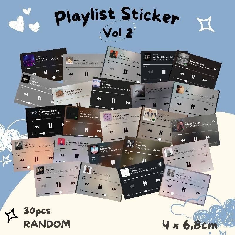 Jual [ 𝐌𝐈𝐍 𝐎𝐑𝐃𝐄𝐑 𝟖𝐤] 30pcs/pack PLAYLIST MUSIC STICKER AESTHETIC ...