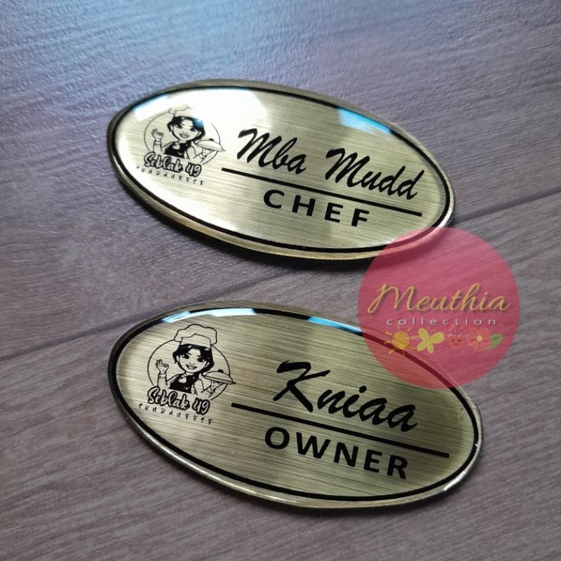 Jual Papan Nama Nametag Koki Chef Owner Logo Custom Design | Shopee ...