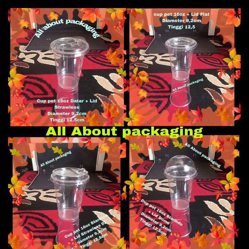 Jual CUP PET DATAR 16OZ STARINDO + TUTUP STRAWLESS / GELAS PLASTIK PET ...
