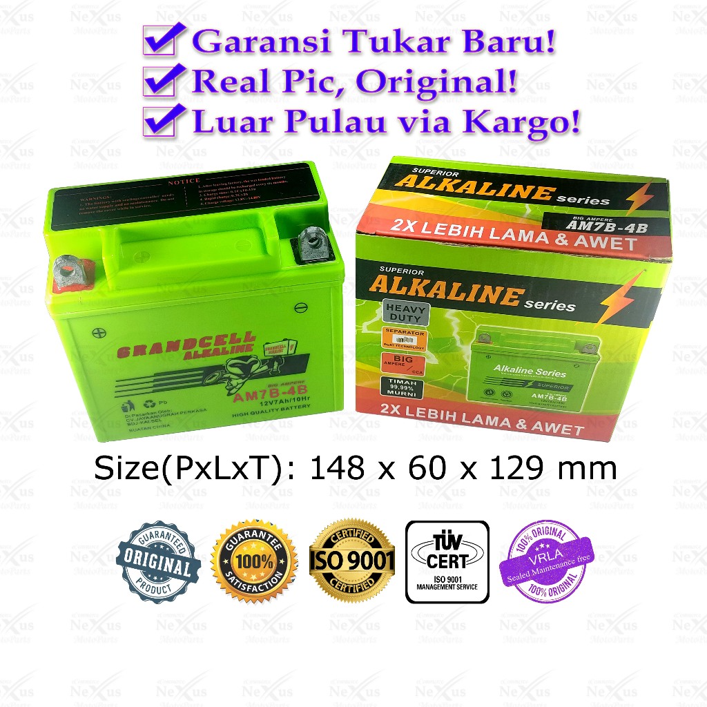Jual Aki Motor Grandcell Alkaline AM7B-4B GM7B YB7B GM7B-4B YB7B-B ...