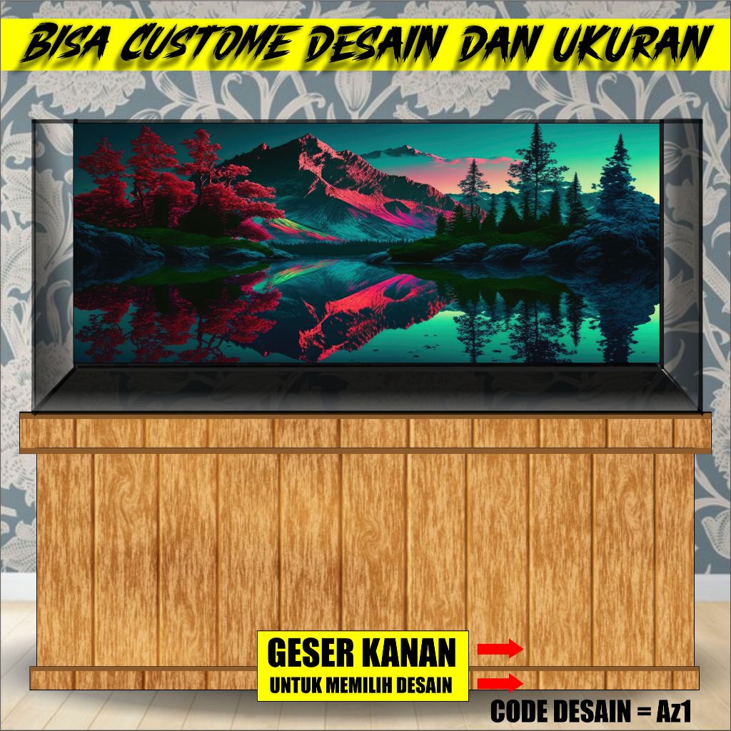 Jual stiker background aquarium 3d timbul custome jumbo kaca akrilik ...