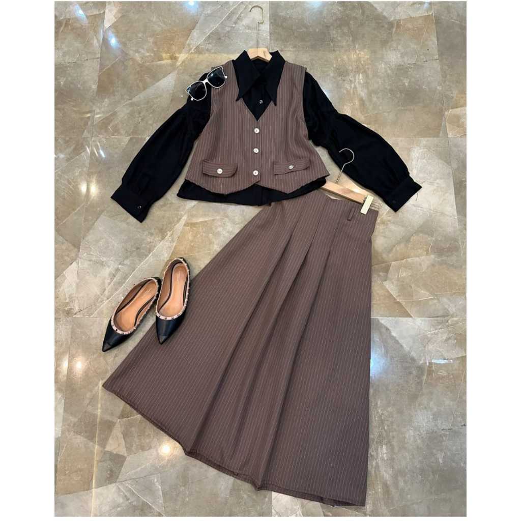 Jual Stevani Oneset Rok 3 in 1 Katun Tweed Premium Setelan Wanita Plus ...