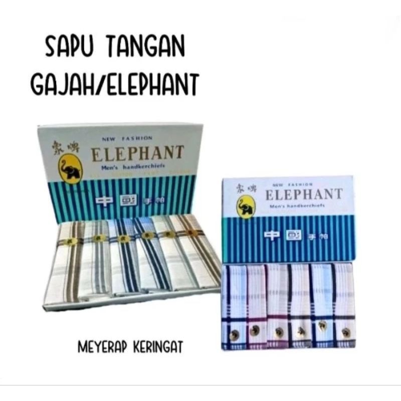Jual 1 KOTAK ISI 6 PCS SAPU TANGAN PRIA GAJAH ELEPHANT/LAP MUKA ...