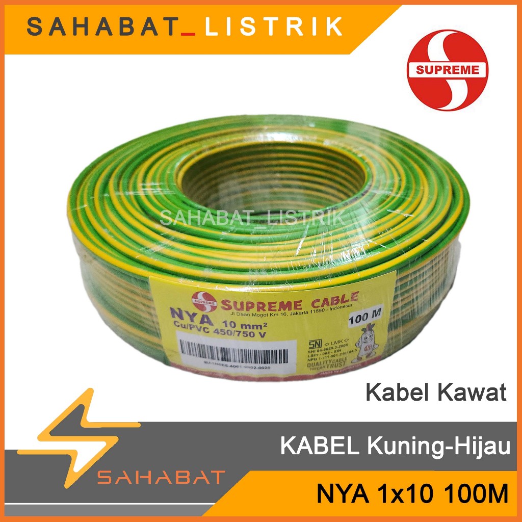 Jual SUPREME KABEL GROUNDING NYA 10 mm2 / 1X10 KUNING HIJAU ARDE ...