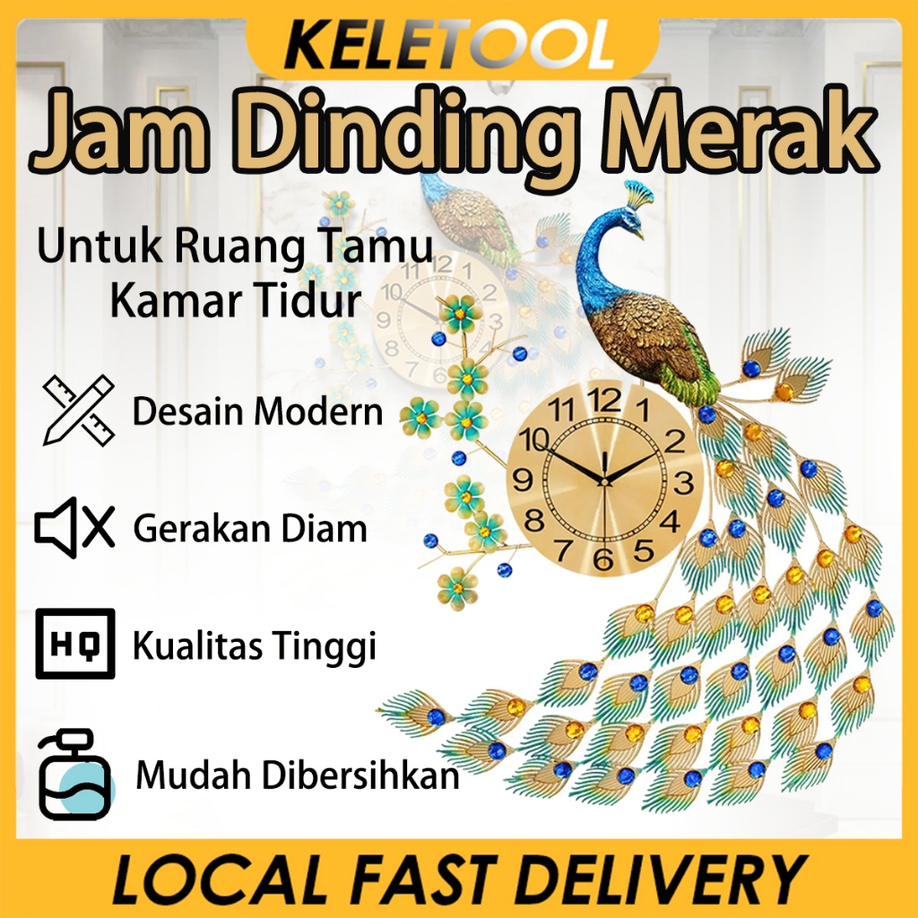 Jual Jam Dinding Besar Merak Ruang Tamu Jam Dinding Mode Jam Rumah Mode ...