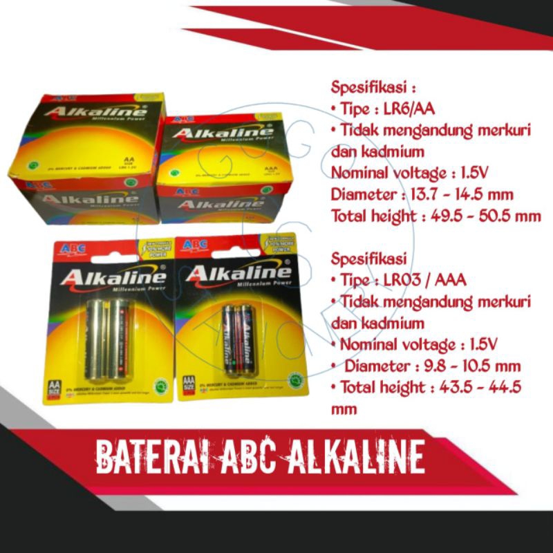 Jual BATRAI / BATTREY ALKALINE ABC AA ( A2 ) /AAA ( A3 ) 100%ORI (isi ...