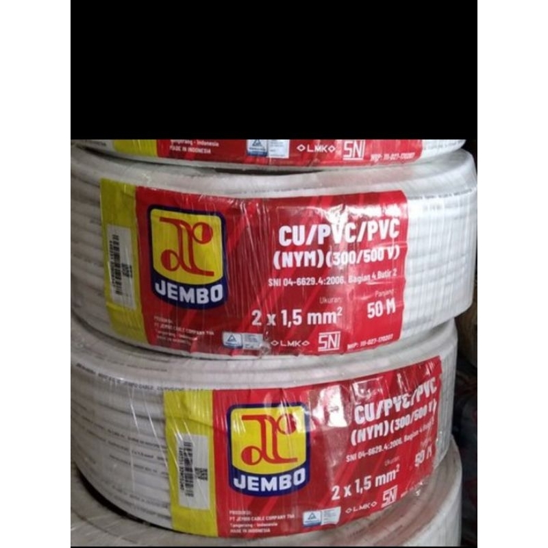Jual jembo cable NYM 2x1.5 50 mtr SNI original kawat tembaga murni ...