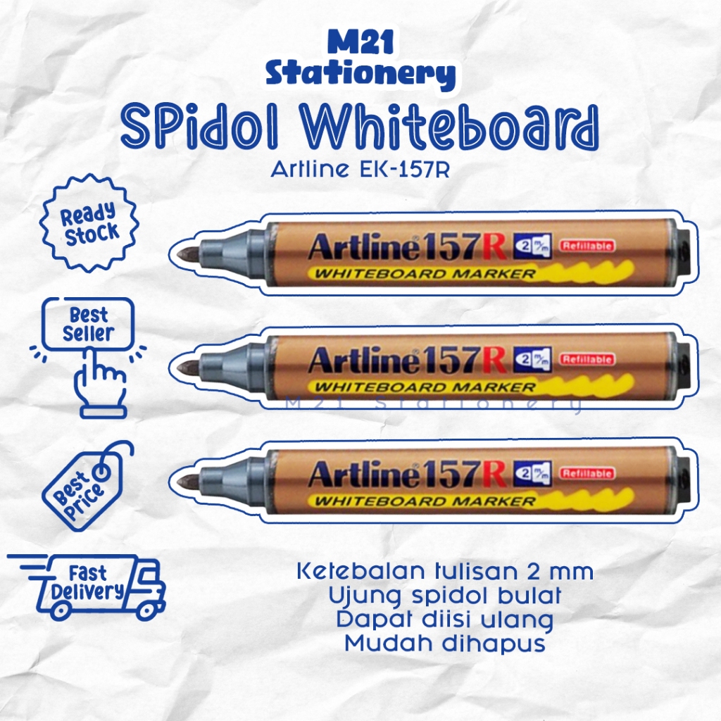 Jual (1 PCS) SPIDOL WHITEBOARD ARTLINE EK-157R / SPIDOL WHITE BOARD ...