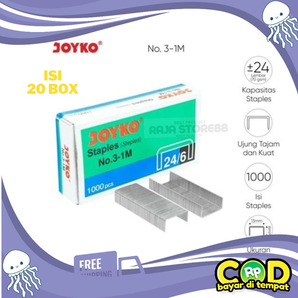 Jual Isi Staples No.3 Joyko / Isi Stapler Besar NO.3-1M ( 20 PCS) | Shopee Indonesia