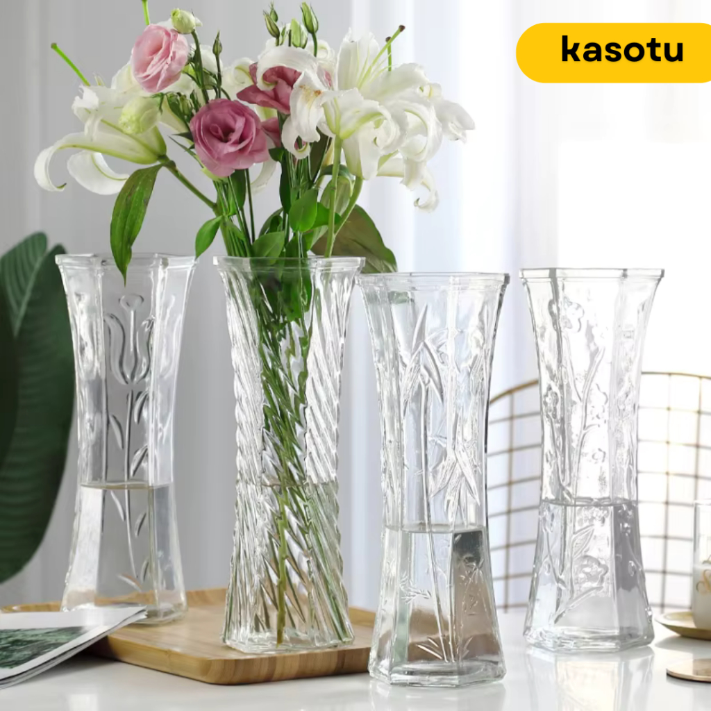 Jual Vas Bunga Aestetic Aesthetic Kaca Bening Ruang Tamu Besar Panjang ...