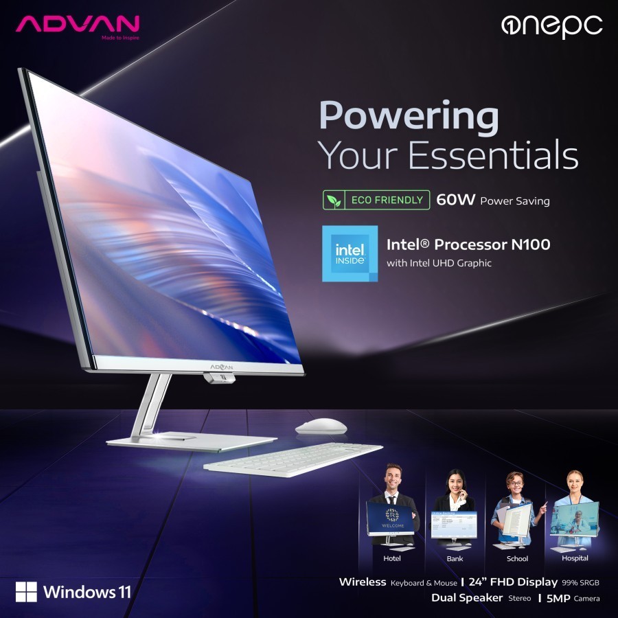 Jual Advan All In One PC AIO OnePC Intel N100 4GB/128GB Windows 11 ...