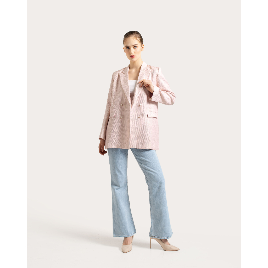 Jual SARAINC - BLAZER EMMA TWEED BABY PINK SERIES | Shopee Indonesia