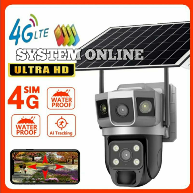 Jual Camera CCTV SIM-card 4G Solar Panel TIGA lensa / TIGA Layar ...