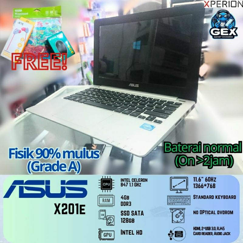 Jual laptop mini 12" ASUS X201E Celeron SSD 128gb ram 4gb bekas mulus ...