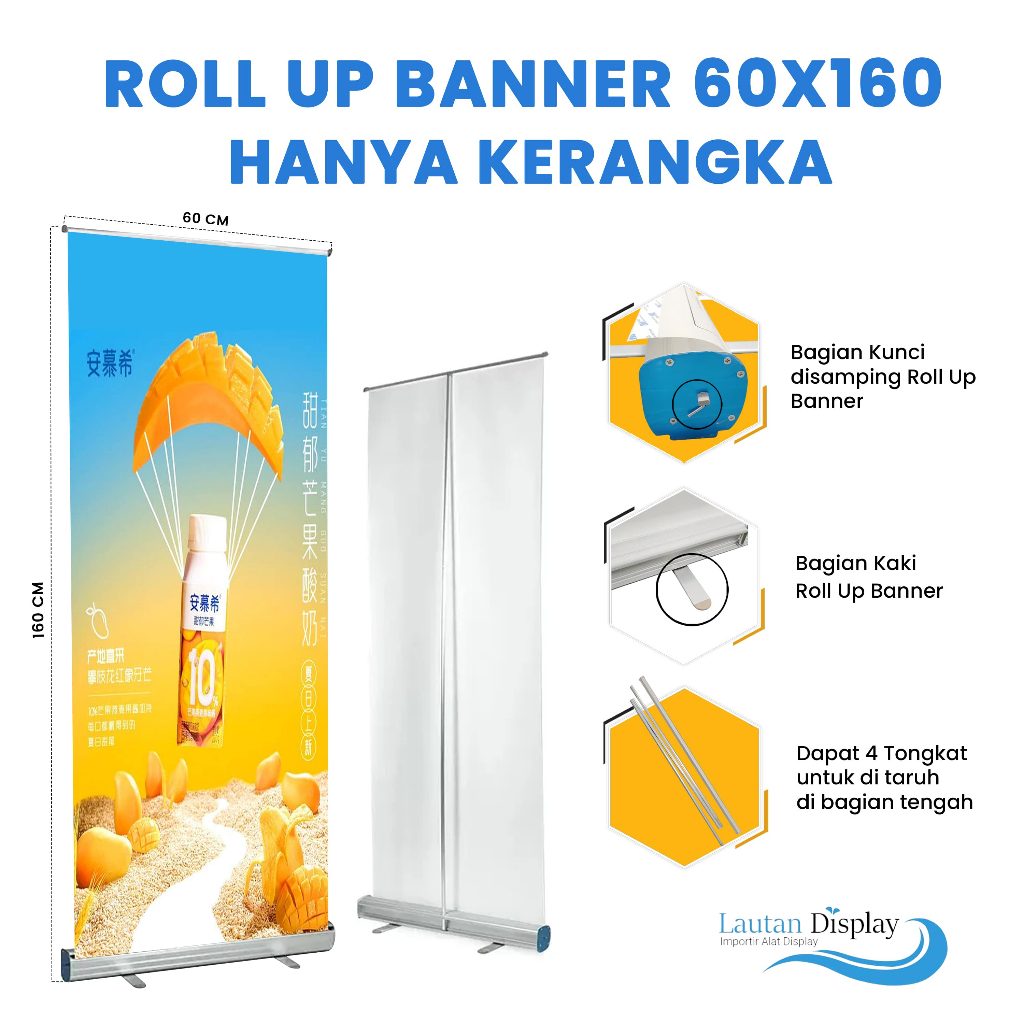 Jual Standing Roll Up Banner 60x160 Cm Aluminium Stand Tempat Berdiri Penyangga Spanduk Berdiri ...