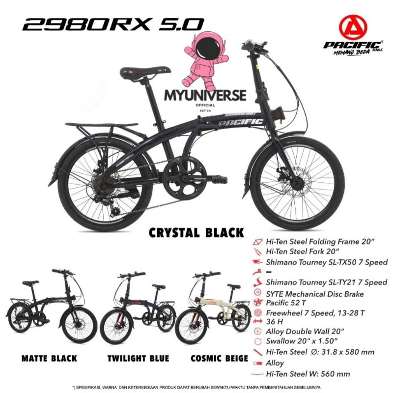 Jual SEPEDA LIPAT PACIFIC 2980 RX 5.0 BONCENGAN UKURAN 20 INCH REM ...