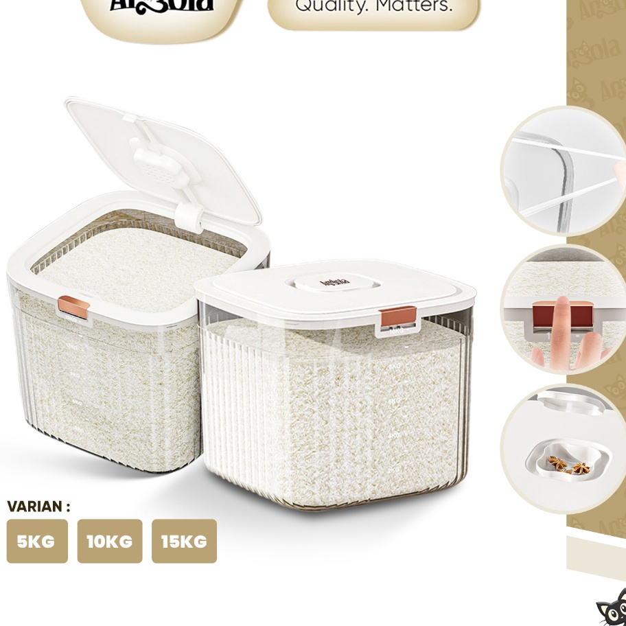 Jual ANGOLA Tempat Beras Transparan 5KG 1KG 15KG Dispenser Beras E2 E ...
