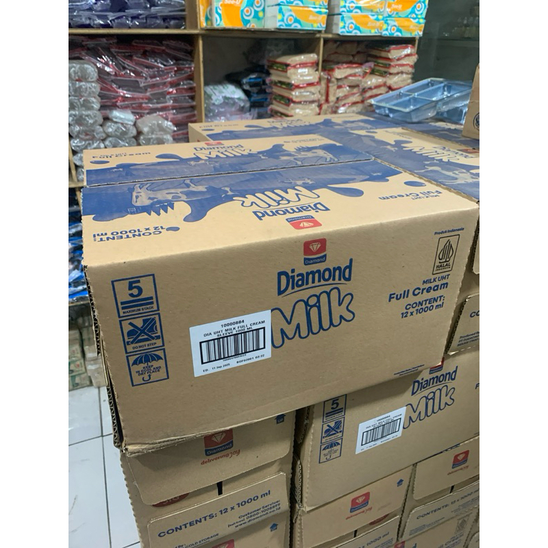 Jual Susu UHT FULL CREAM DIAMOND 1 Liter 1 dus | Shopee Indonesia