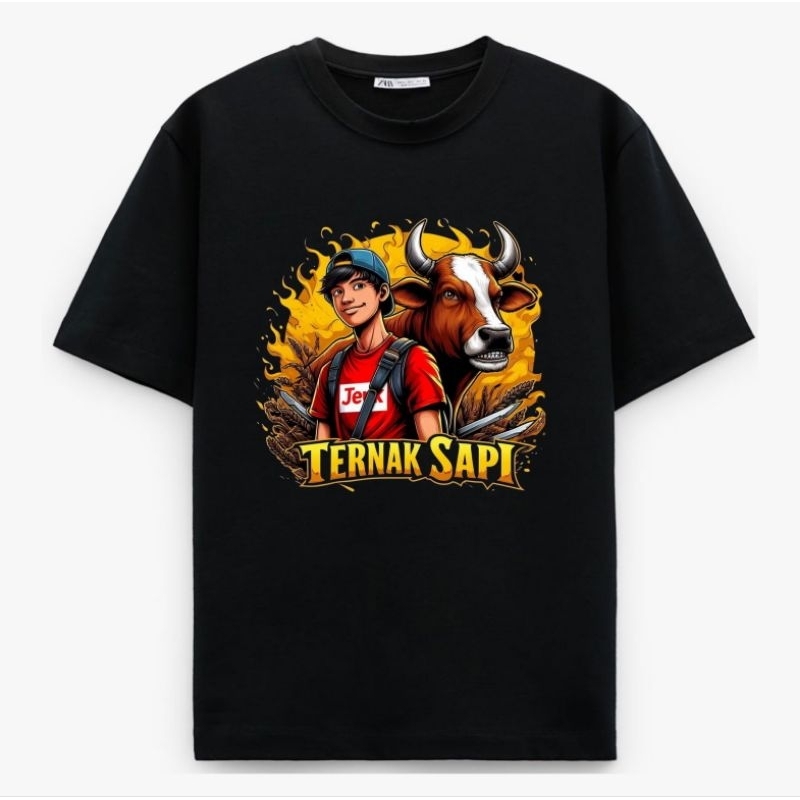 Jual KAOS TERNAK SAPI NEW DESIGN || DTF PRINTING | Shopee Indonesia
