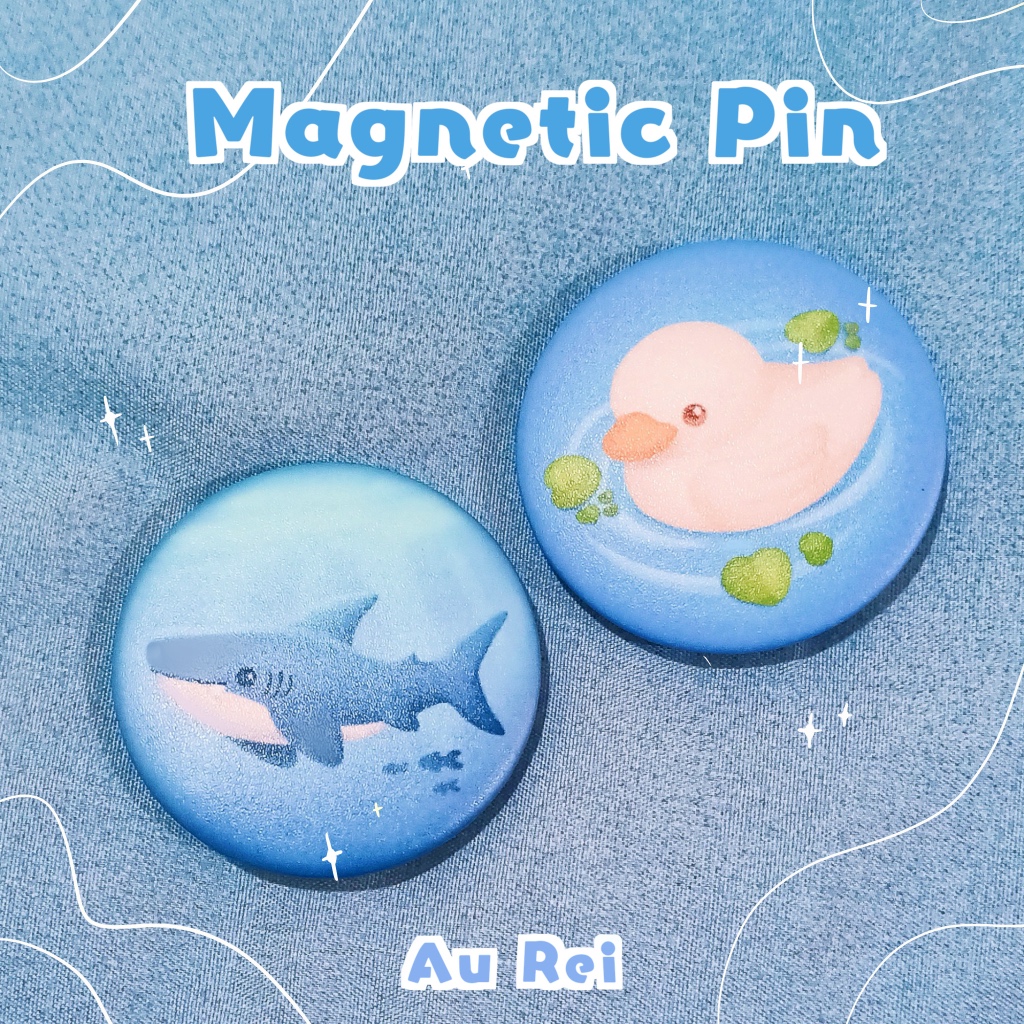 Jual Magnetic pin | magnet kulkas | cute animal series shark and duck ...