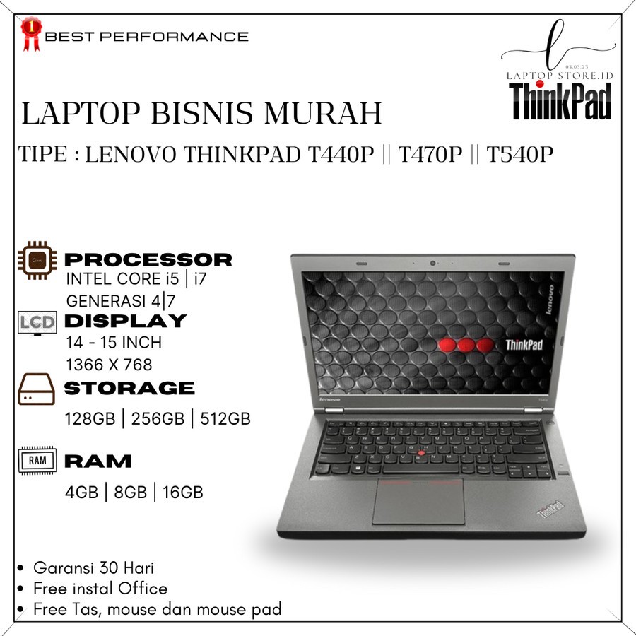 Jual LENOVO THINKPAD T440P T470P T540P INTEL CORE i5 / i7 | RAM 8GB | SSD 256GB | LAPTOP MURAH ...