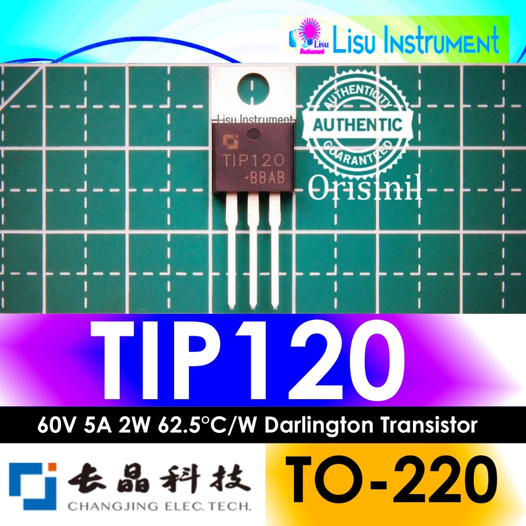 Jual TIP120 60V 5A 2W 62.5°C/W Darlington Transistor TO-220 Original CJ | Shopee Indonesia