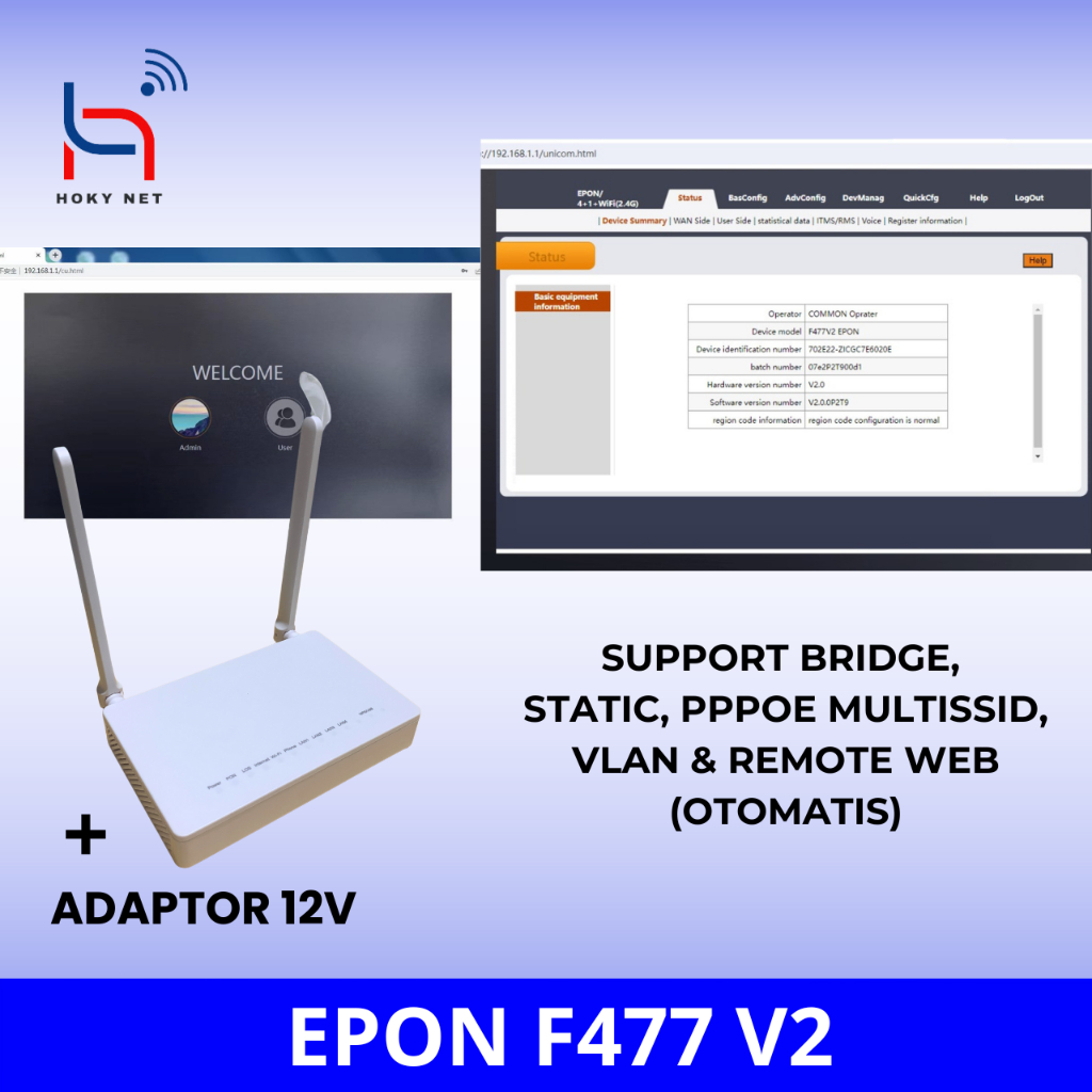 Jual NEW EPON F477 V2 + Adaptor ANTENA PANJANG ONU MODEM ONT | Shopee ...