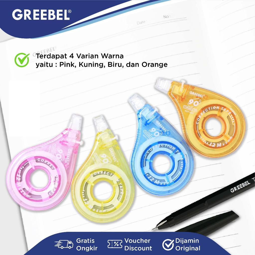 Jual GREEBEL Correction Tape GCT-1227 Pastel Lucu / Tip-ex Roll, Tipe X ...
