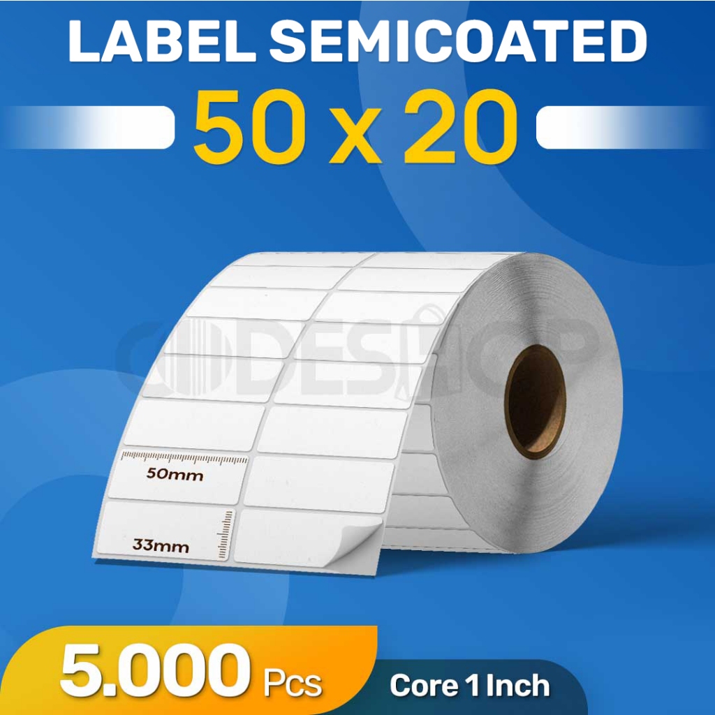 Jual Label 50 x 20 / 50x20 mm / 50x20mm Semicoated isi 5000 Pcs Stiker | Shopee Indonesia