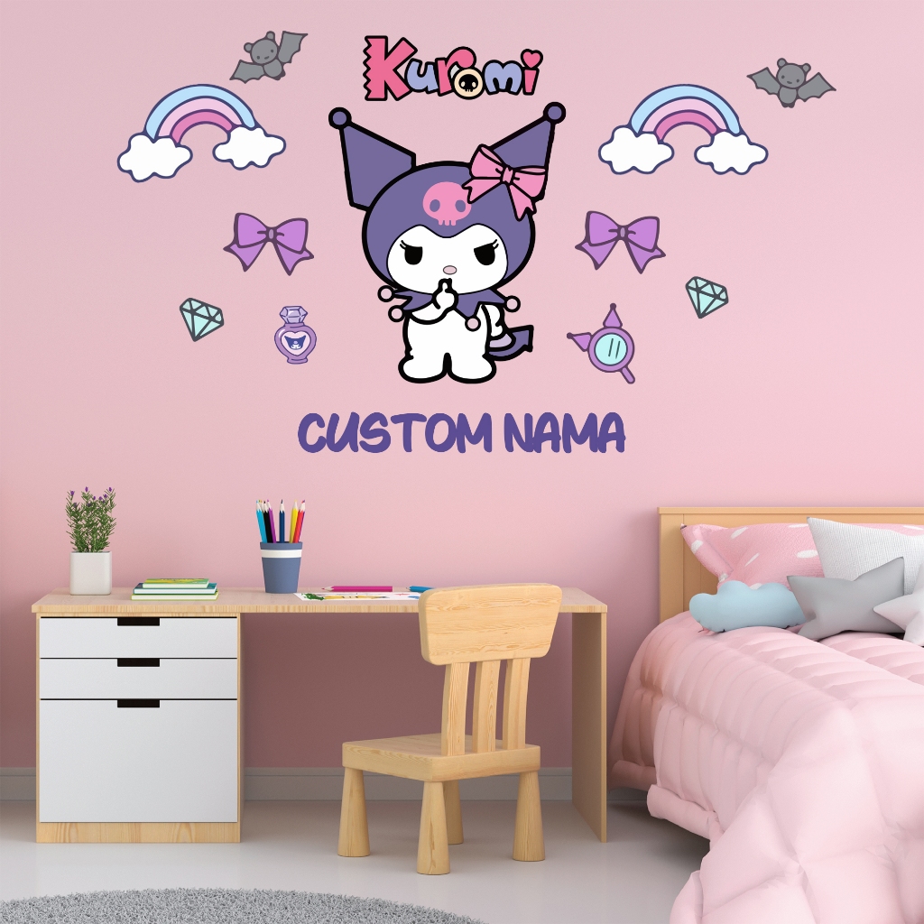 Jual KaKaKu Project - Stiker Dinding Custom Nama Sanrio Karakter Kuromi Dekorasi Kamar Anak ...