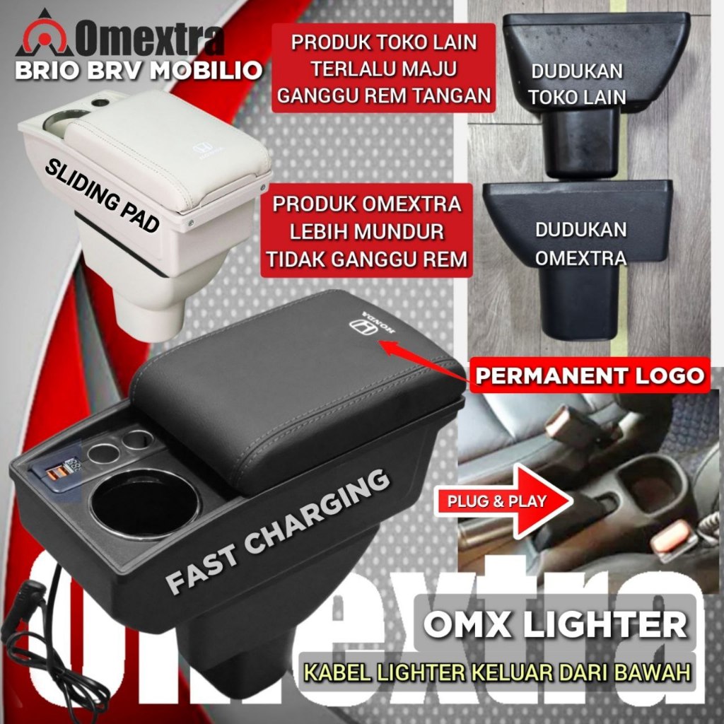 Jual Armrest Brio BRV Mobilio Armrest Omextra OMX Console Box Arm Rest Box | Shopee Indonesia