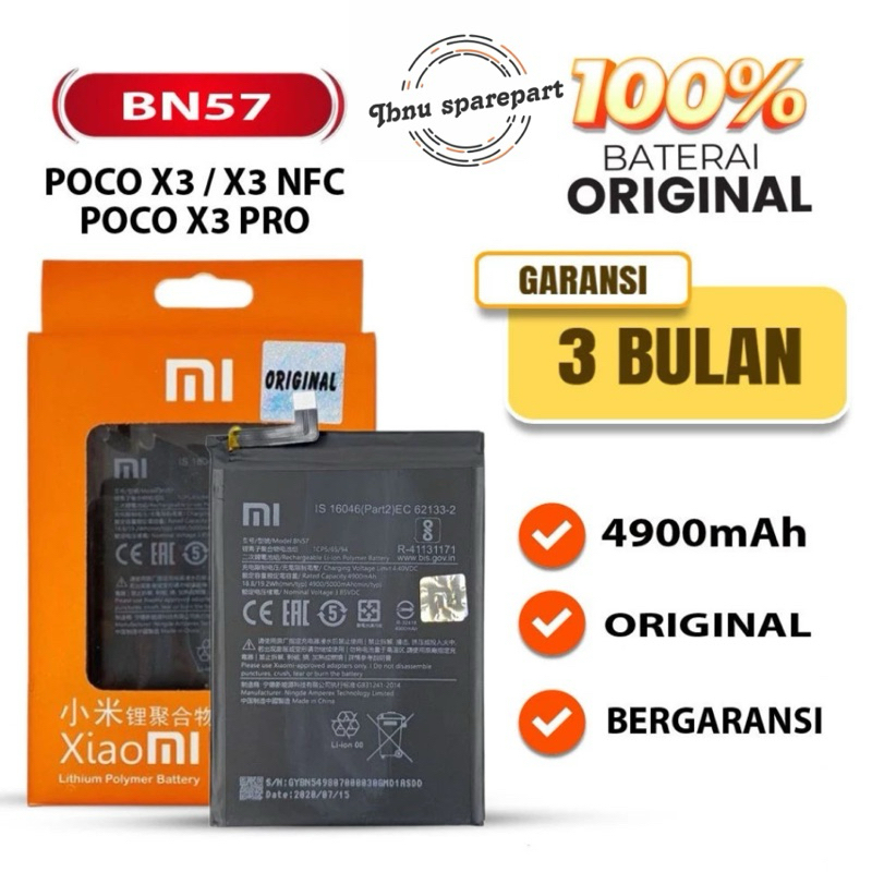 Jual BATERAI BATRE POCO X3 / POCO X3 NFC / POCO X3 PRO BN57 ORIGINAL ...
