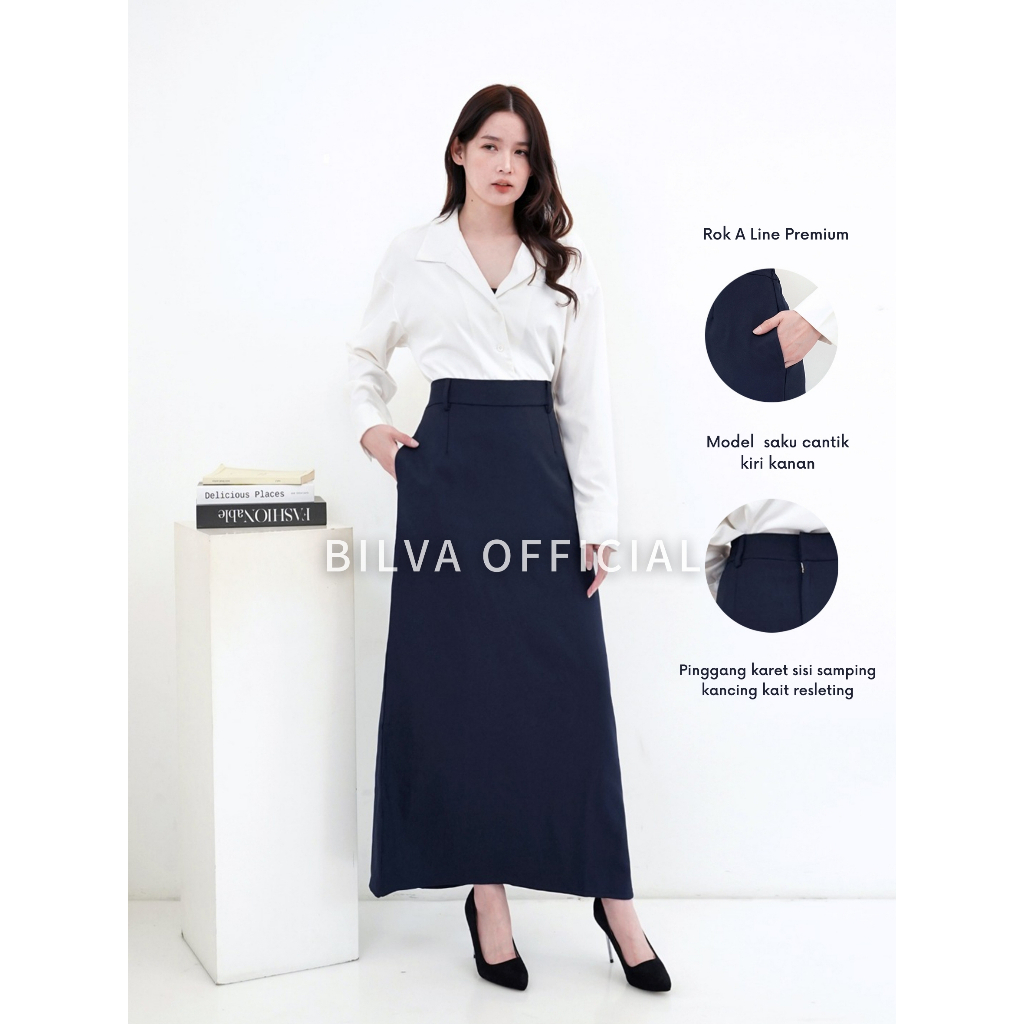 Jual Bilva - Rok Kerja Model A Line Wanita Bahan Stretch Premium ...