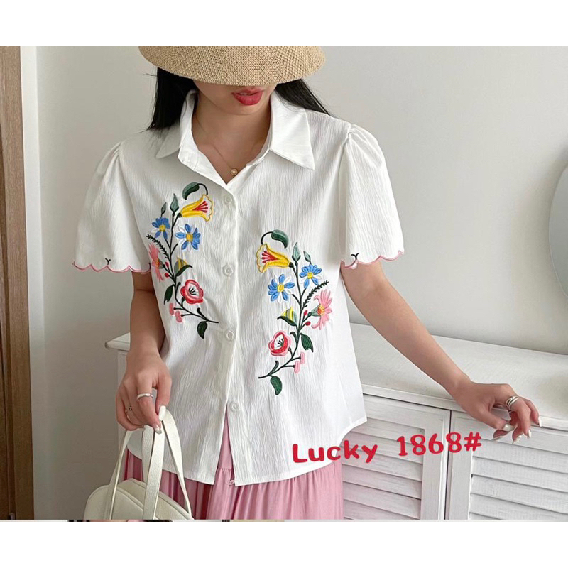 Jual BLOUSH BUNGA BORDIR IMPORT PREMIUM VIR 7424 | Shopee Indonesia