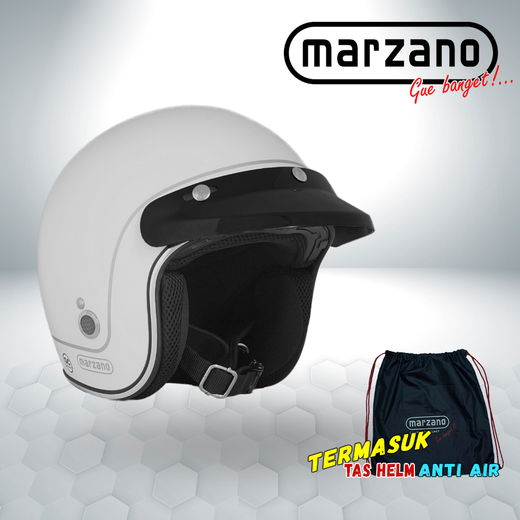 Jual Helm Retro/Bogo Line Solid White Silver | Shopee Indonesia
