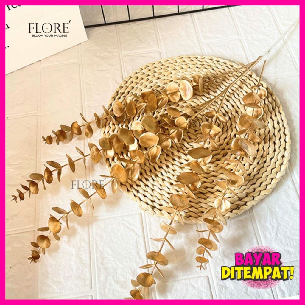 Jual Daun Dollar Gold Tangkai Panjang 80cm/Daun Gold Dekorasi X3 Cabang ...