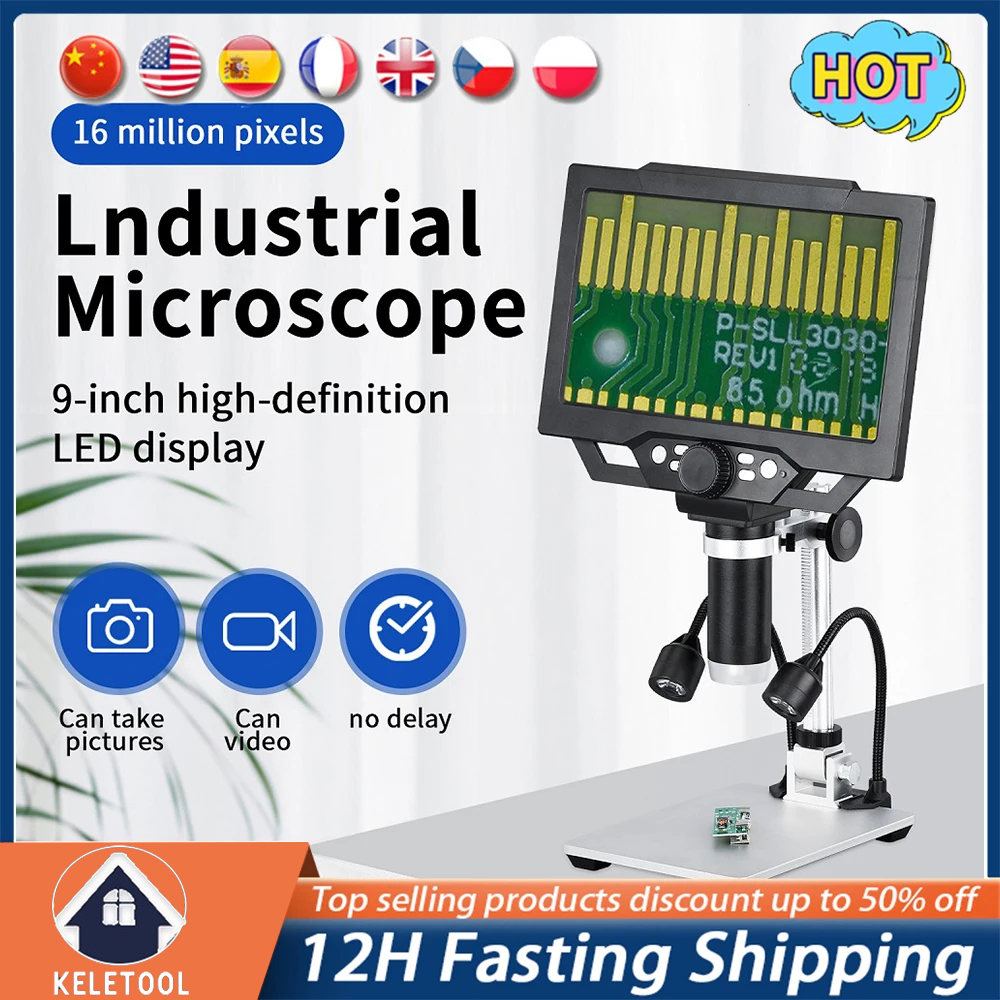 Jual G1200 microscope digital Mikroskop Digital Elektronik 12MP 7 Inch ...