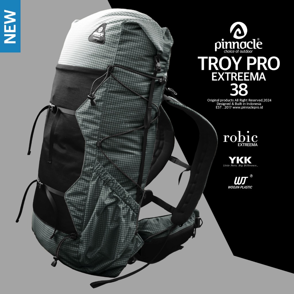 Jual Pinnacle Pro Official Troy Pro 38L Backpack Robic Extreema - Dark Grey | Shopee Indonesia